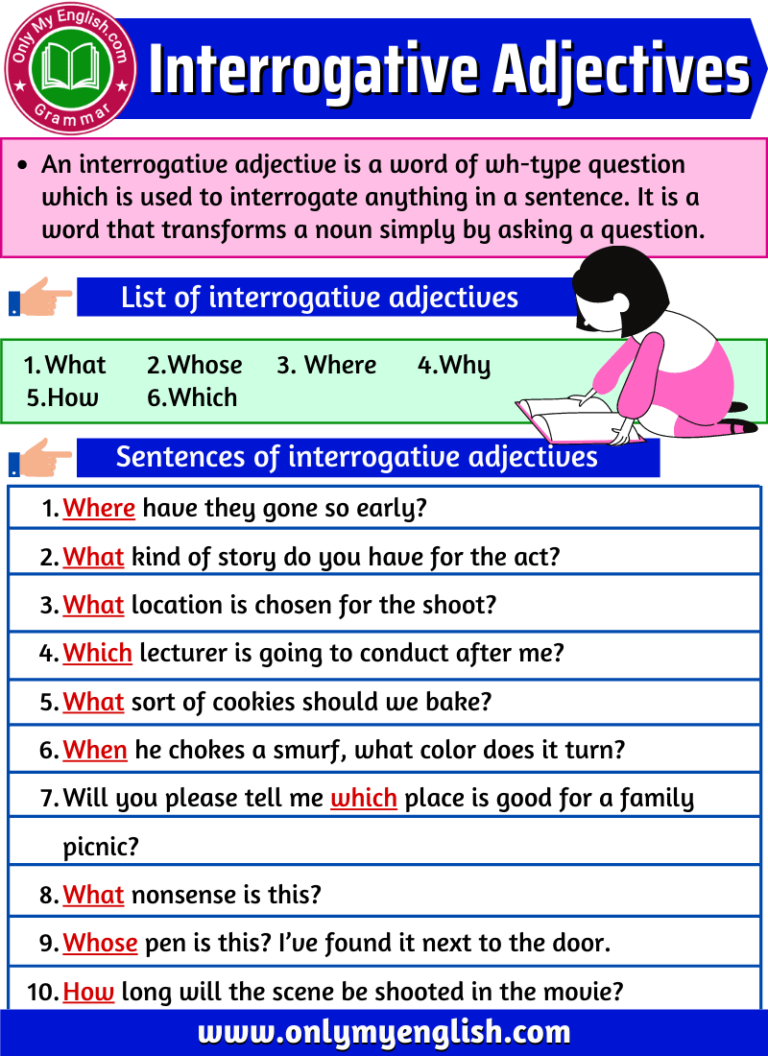 Interrogative Adjectives: Definition, Examples & List