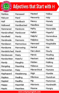 Adjectives That Start With H | Adjectives that begin with H