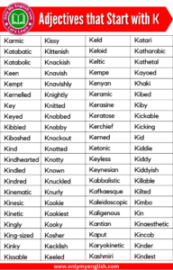 Adjectives that Start with K | Adjectives Beginning with K