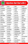Adjectives that Start with K | Adjectives Beginning with K