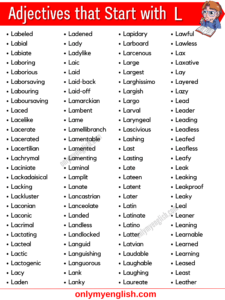 Adjectives that Start with L | Adjectives Beginning with L