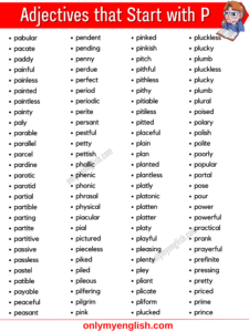 Adjectives that Start with P » Onlymyenglish.com