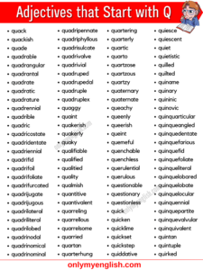 Adjectives that Start with Q » Onlymyenglish.com