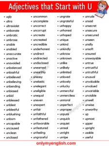 Adjectives that Start with U » Onlymyenglish.com