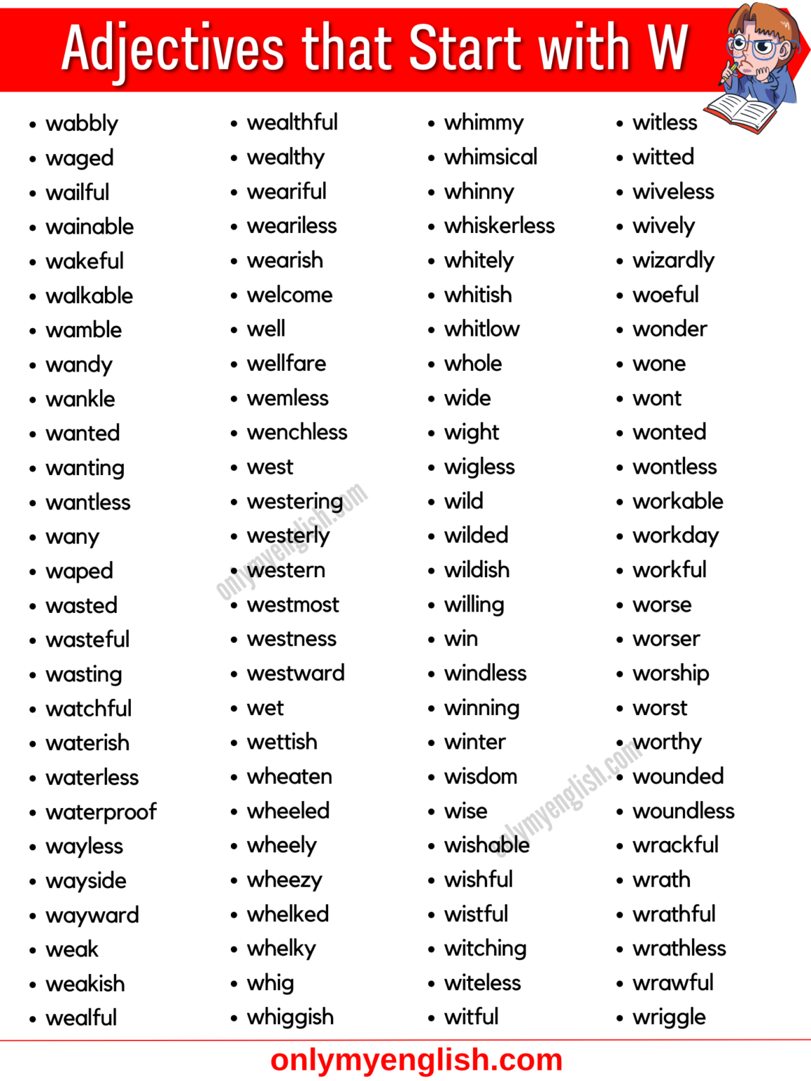 Adjectives that Start with W » Onlymyenglish.com