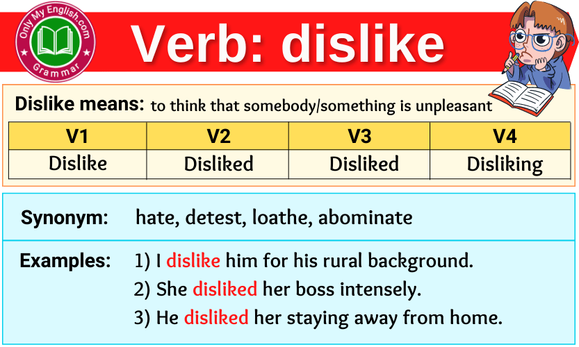 Dislike Verb Forms Past Tense Past Participle V1V2V3