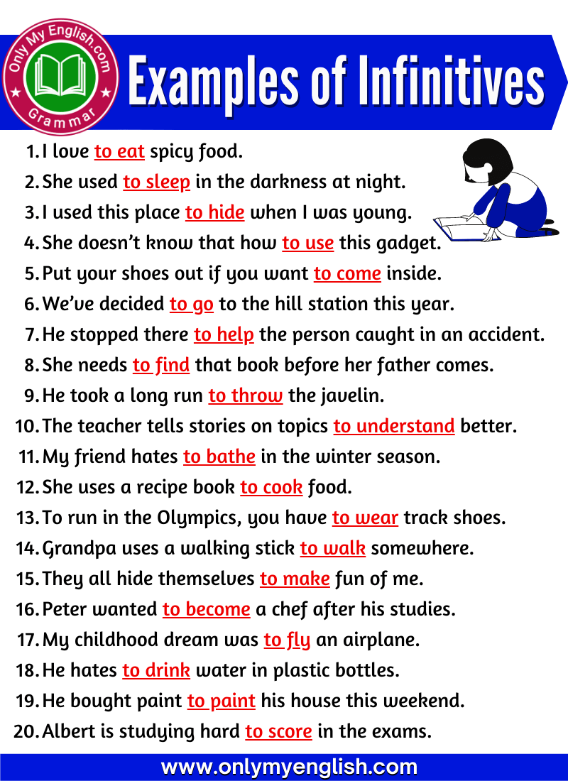 20 Examples of Infinitives in Sentences » Onlymyenglish.com