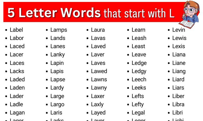 5 Letter Words That Start With L Five Letter Words Starting With L