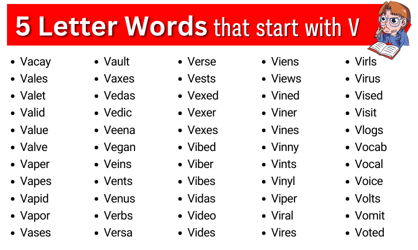 5 Letter Words That Start With V Five Letter Words Starting With V