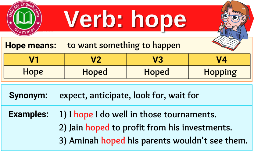 Hope Verb Forms Past Tense Past Participle V1V2V3 Onlymyenglish