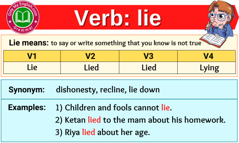 Lie Verb Forms - Past Tense, Past Participle & V1V2V3 » Onlymyenglish.com