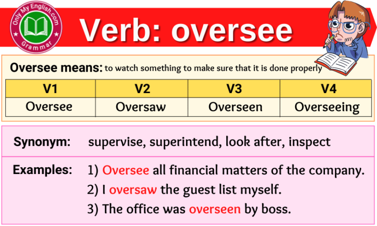 Oversee Verb Forms - Past Tense, Past Participle & V1V2V3