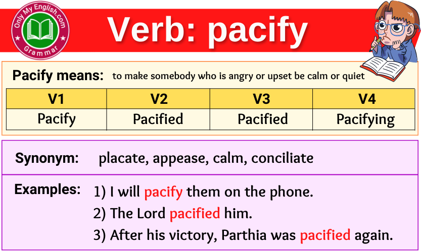 Pacify Verb Forms Past Tense Past Participle V1V2V3