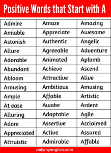 Positive Words that Start with A in English » Onlymyenglish.com