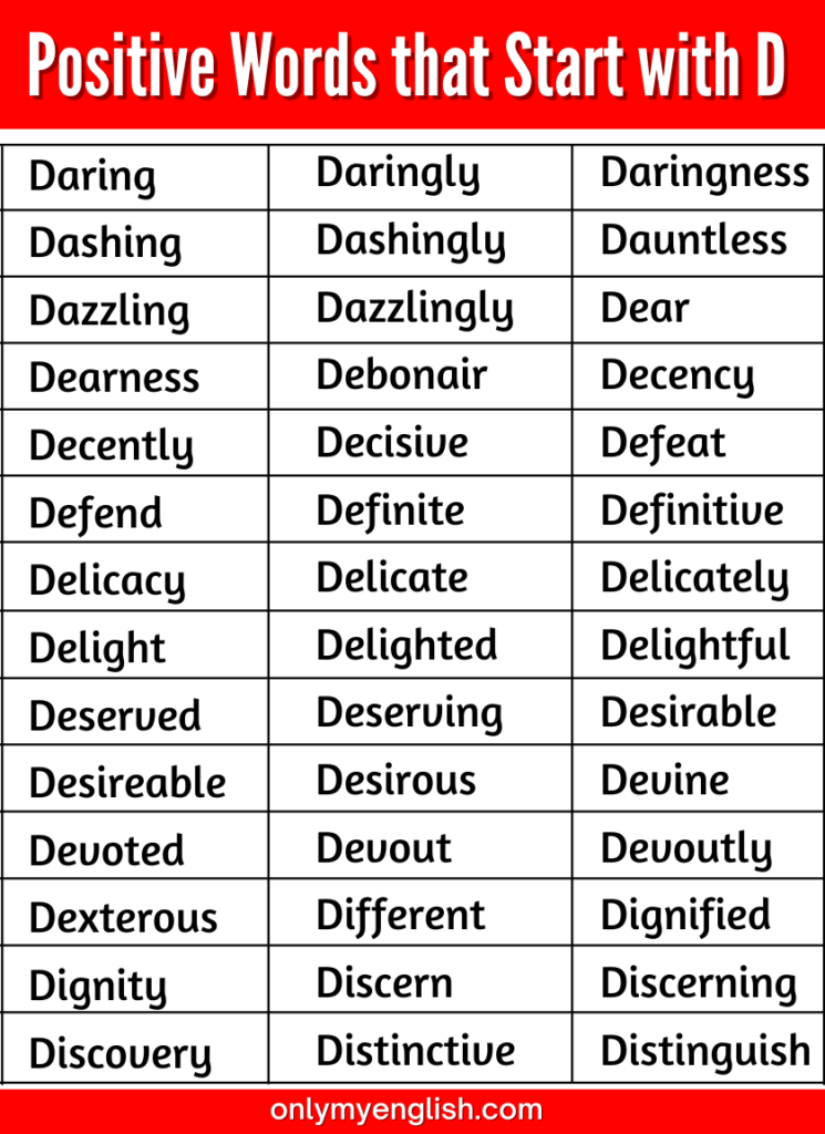 Positive Words that Start with D in English » Onlymyenglish.com