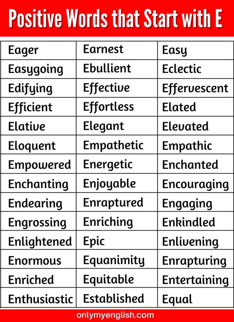 Positive Words that Start with E in English » Onlymyenglish.com