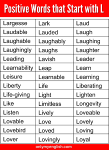 Positive Words that Start with L in English » Onlymyenglish.com