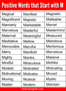 Positive Words that Start with M in English » Onlymyenglish.com