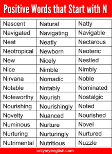 Positive Words that Start with N in English » Onlymyenglish.com