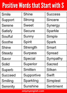 Positive Words that Start with S in English » Onlymyenglish.com