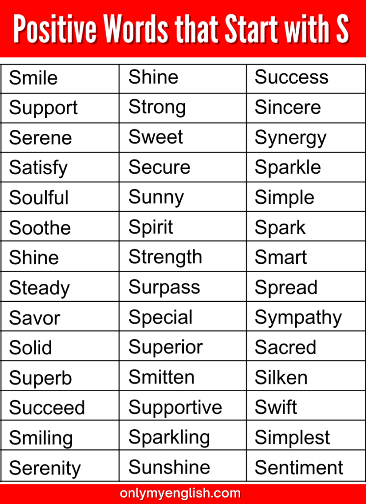 Positive Words that Start with S in English » Onlymyenglish.com