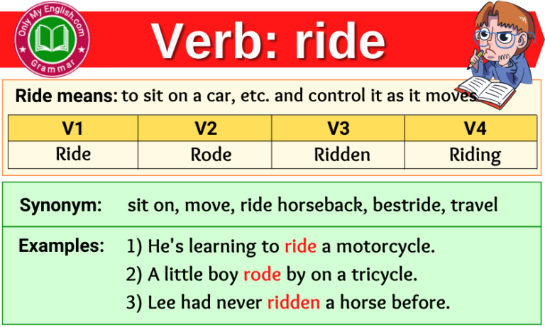 Ride Verb Forms - Past Tense, Past Participle & V1V2V3 » Onlymyenglish.com