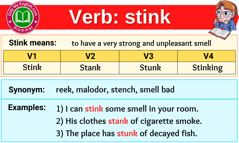 Stink Verb Forms Past Tense Past Participle V1V2V3 Onlymyenglish Stink Verb Forms Past Tense Past Participle V1V2V3 Onlymyenglish