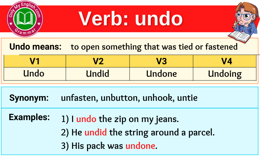 Undo Verb Forms Past Tense Past Participle V1V2V3 Onlymyenglish Undo Verb Forms Past Tense Past Participle V1V2V3 Onlymyenglish