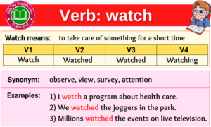 Mean Verb Forms - Past Tense, Past Participle & V1V2V3