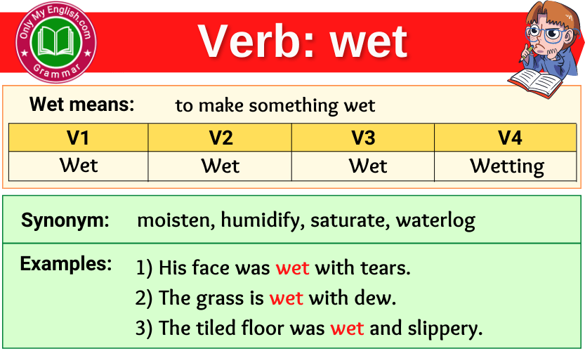 Wet Verb Forms Past Tense Past Participle V1V2V3 Onlymyenglish