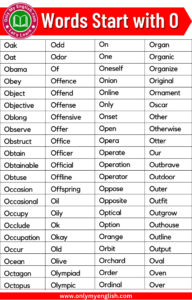 300+ Words That Start with O | Words Starting with O