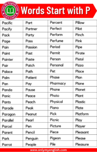 300+ Words That Start with P | Words Starting with P
