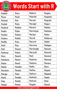 300+ Words That Start With R | Words starting With R