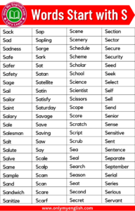 300+ Words That Start With S | Words starting With S